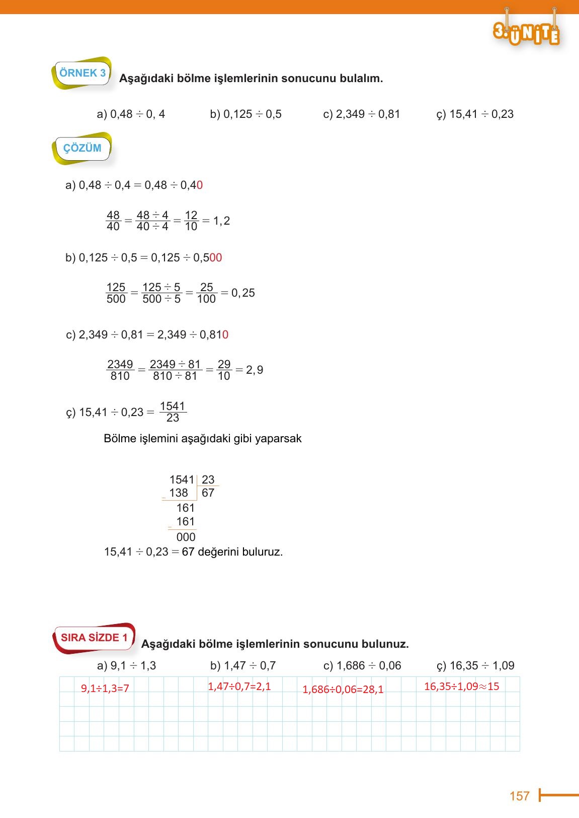 6. Sınıf Meb Yayınları Matematik Ders Kitabı Sayfa 157 Cevapları ...