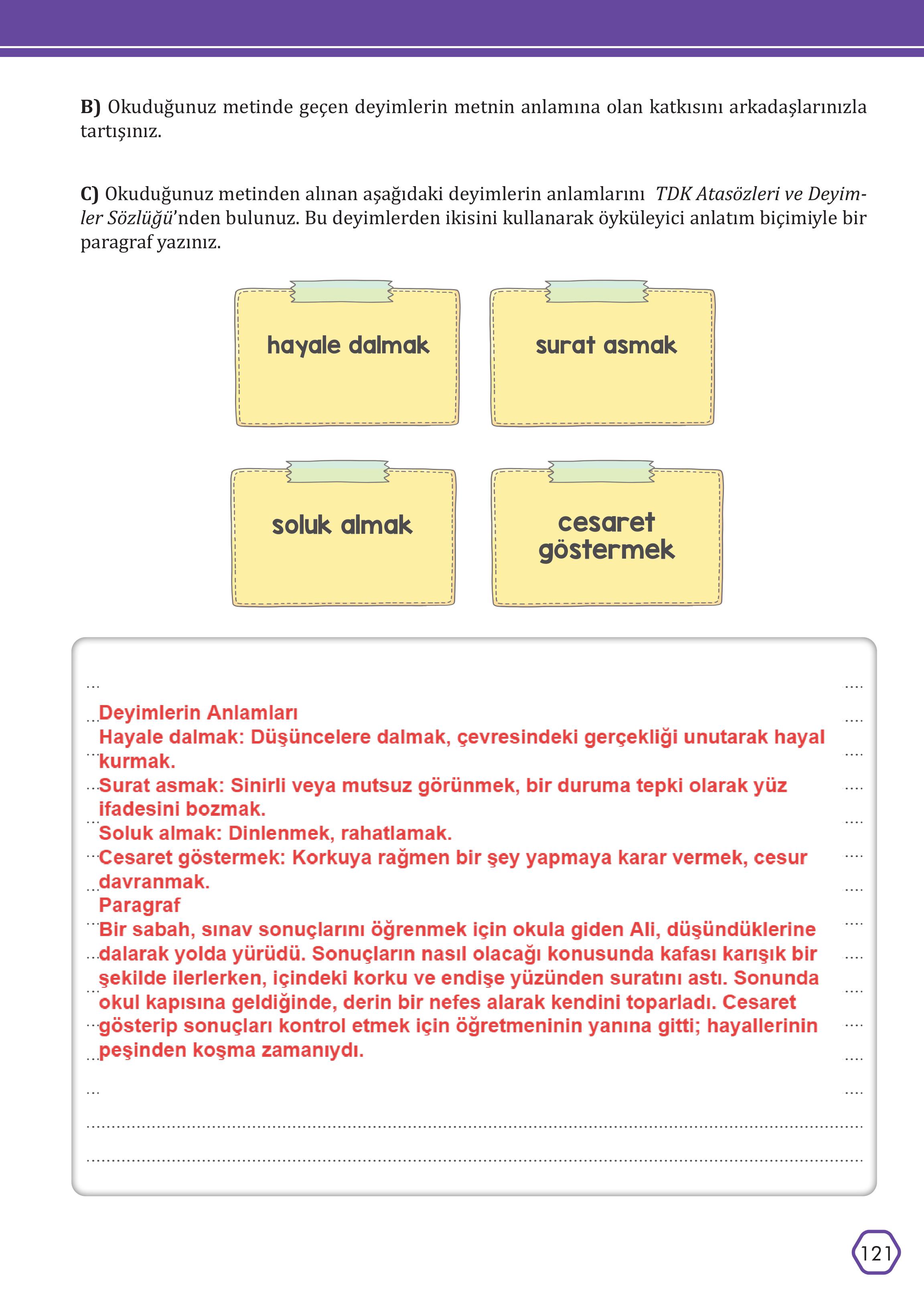 7. Sınıf Meb Yayınları Türkçe Ders Kitabı Sayfa 121 Cevapları ...