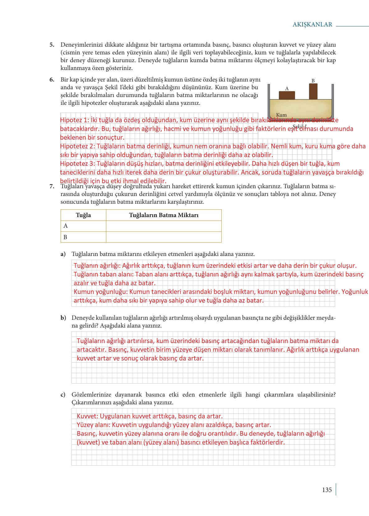 9. Sınıf Meb Yayınları Fizik Ders Kitabı Sayfa 135 Cevapları - karnehesaplama.com
