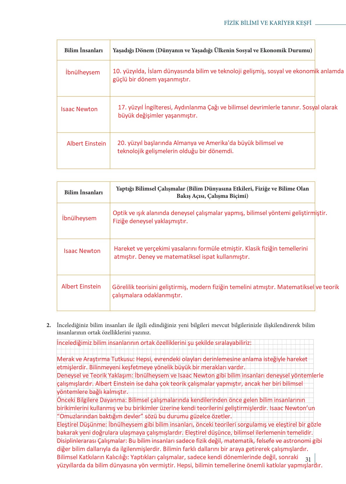 9. Sınıf Meb Yayınları Fizik Ders Kitabı Sayfa 31 Cevapları - karnehesaplama.com