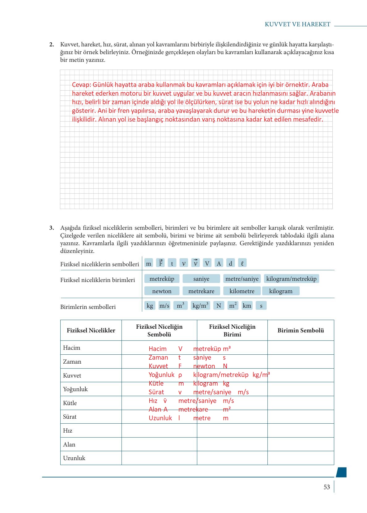 9. Sınıf Meb Yayınları Fizik Ders Kitabı Sayfa 53 Cevapları - karnehesaplama.com