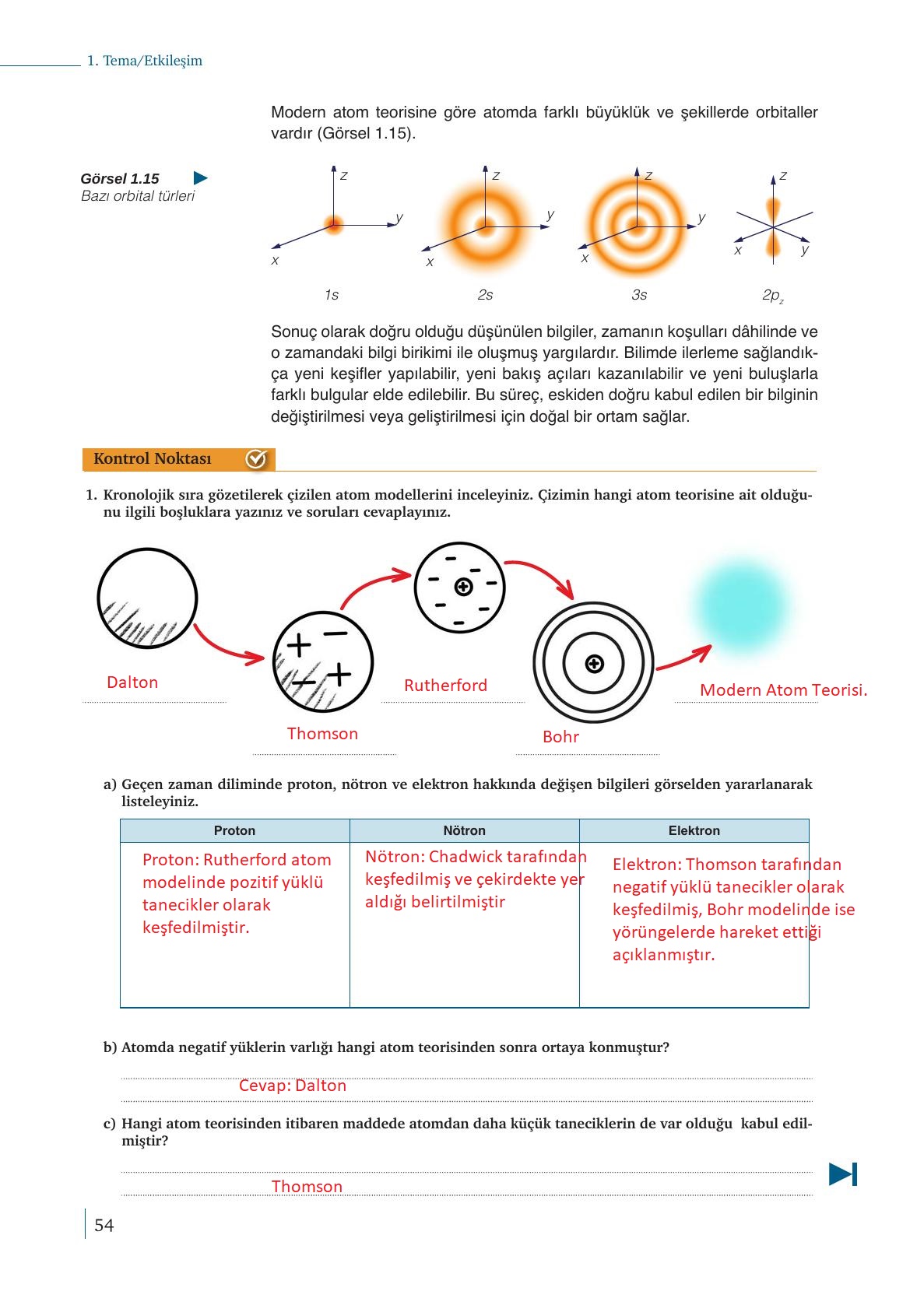 9. Sınıf Meb Yayınları Kimya Ders Kitabı Sayfa 54 Cevapları ...