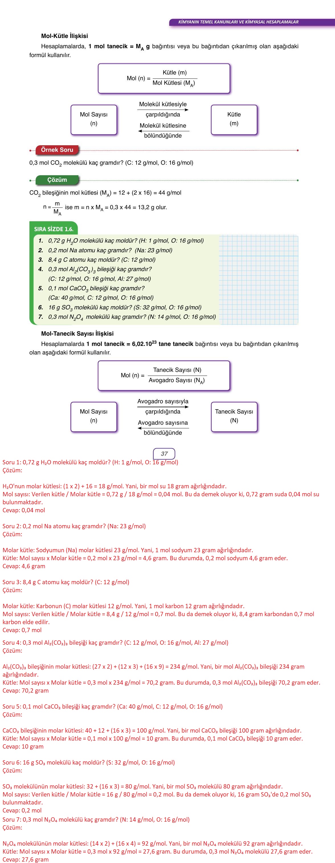 10. Sınıf Ata Yayıncılık Kimya Ders Kitabı Sayfa 37 Cevapları ...