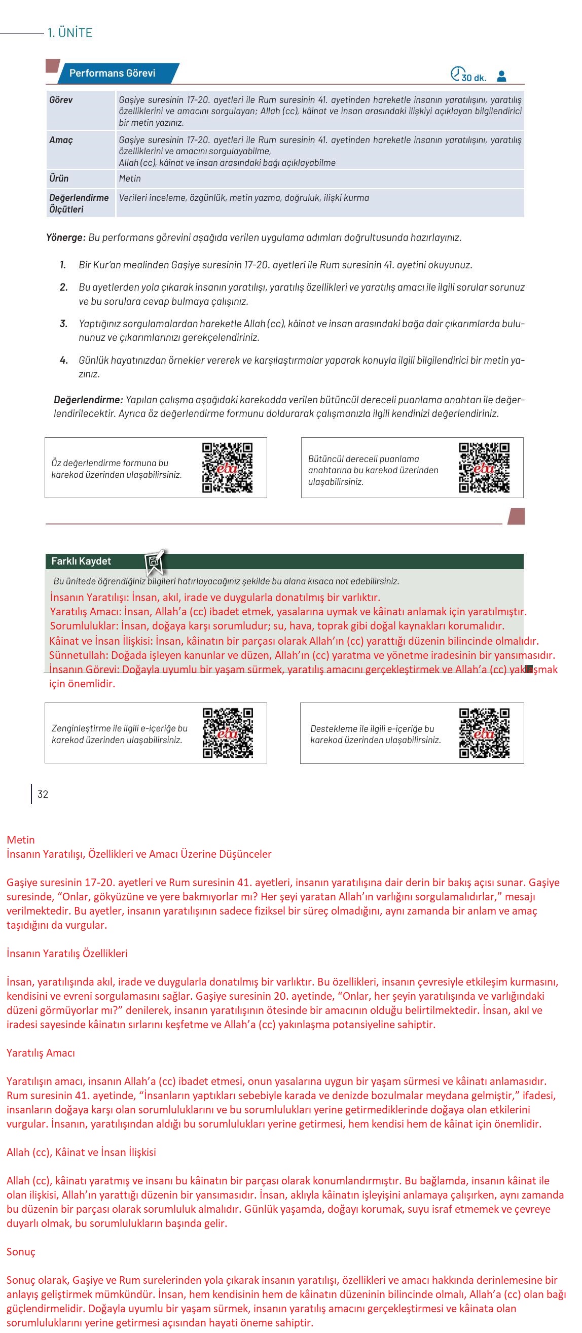 9. Sınıf Meb Yayınları Temel Dini Bilgiler Ders Kitabı Sayfa 32 Cevapları - karnehesaplama.com