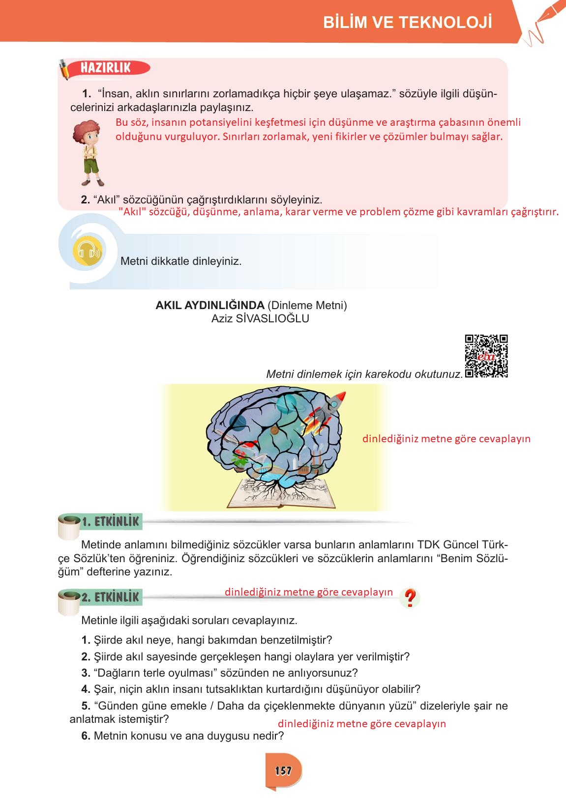 6. Sınıf Meb Yayınları Türkçe Ders Kitabı Sayfa 157 Cevapları ...